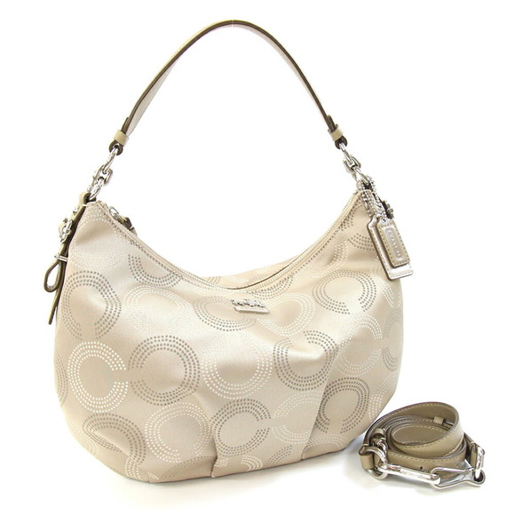 OTHERS | Bags | Coach Op Art Shoulder Bag 5929 Beige Canvas And Leather ...